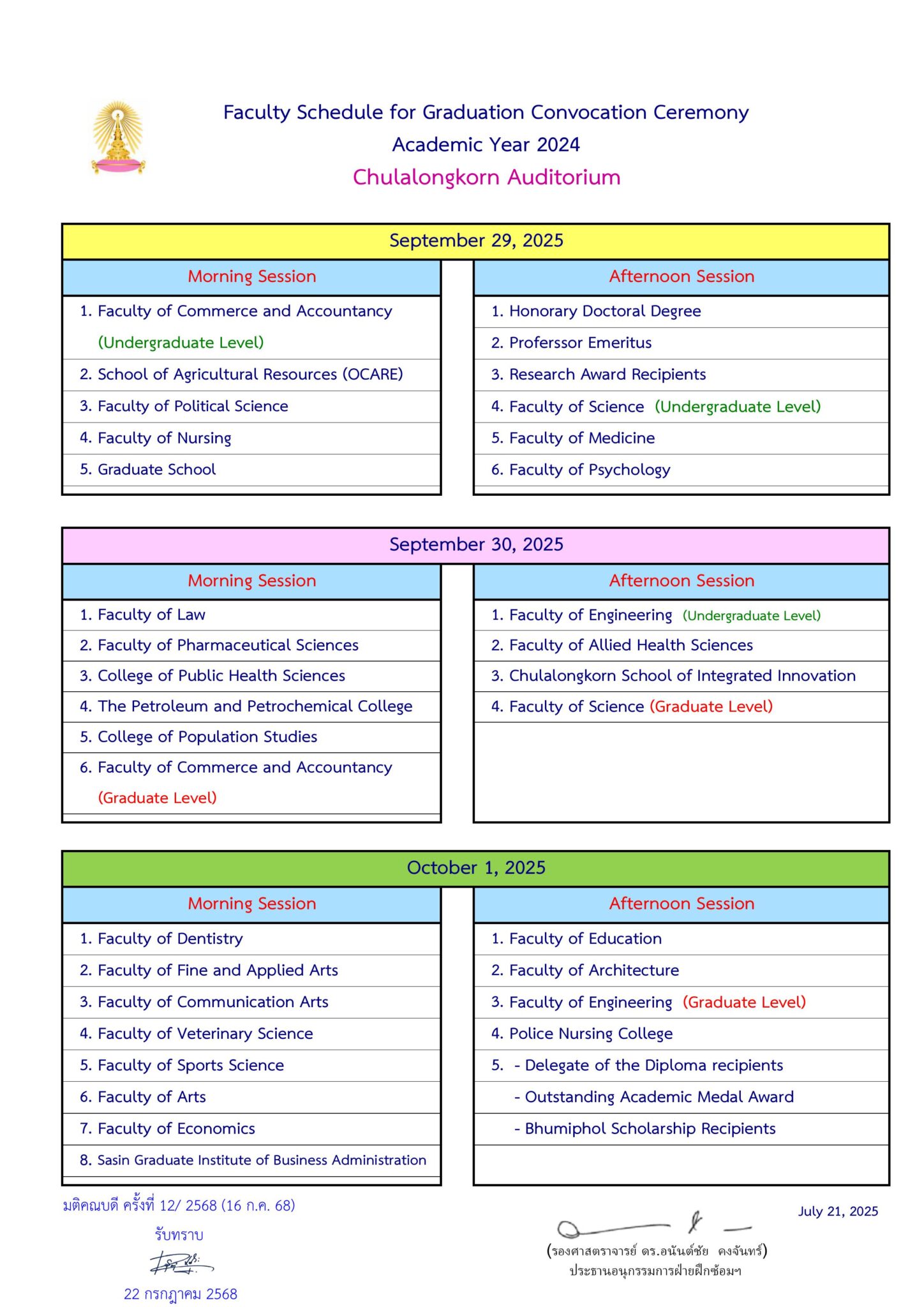 Chulalongkorn University 2024 Academic Year Graduation Ceremony ...